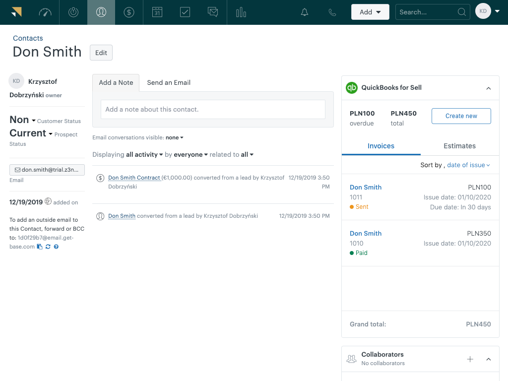 QuickBooks for Sell App Integration with Zendesk Sell